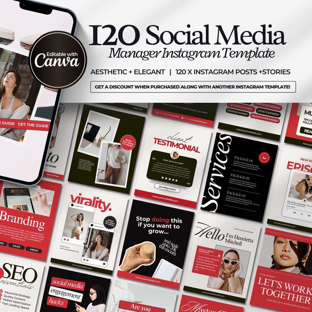Social Media Manager Instagram Templates, Social Media Manager ...