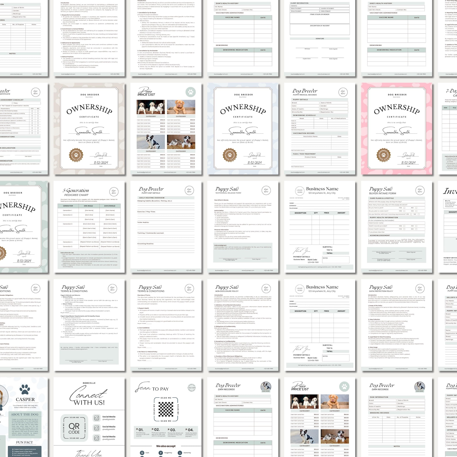 Dog Breeder Service Agreement Forms, Puppy Breeder Starter Kit ...