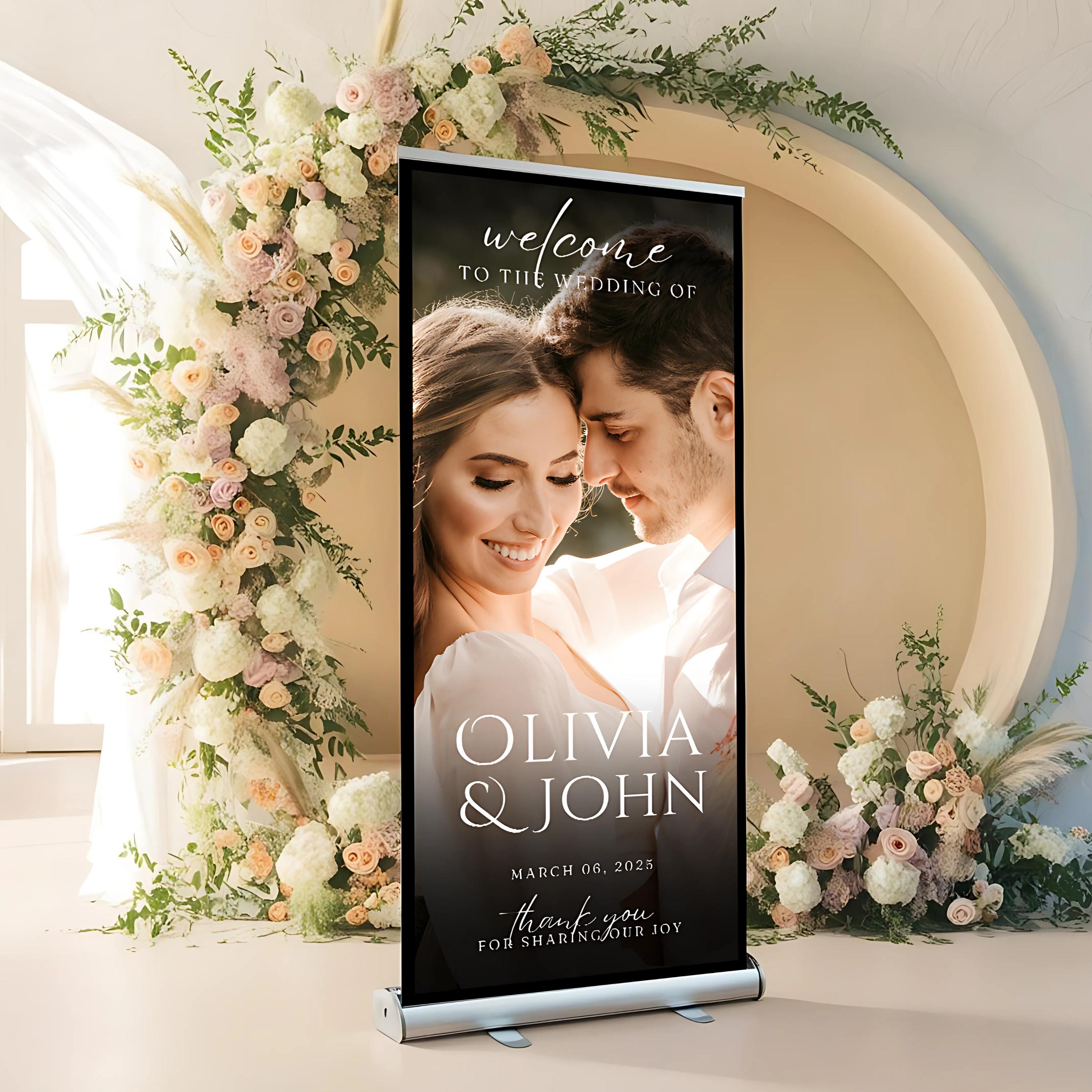 Wedding Retractable Banner, Welcome Romantic Style, Roll up Banner ...