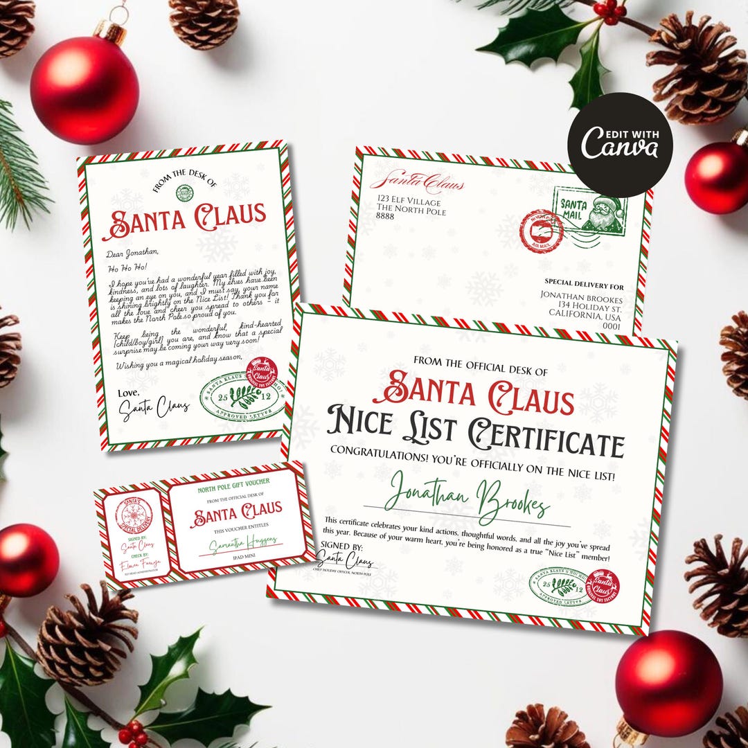 Personalized Christmas Letter From Santa, Easy Edit Nice List, INSTANT ...