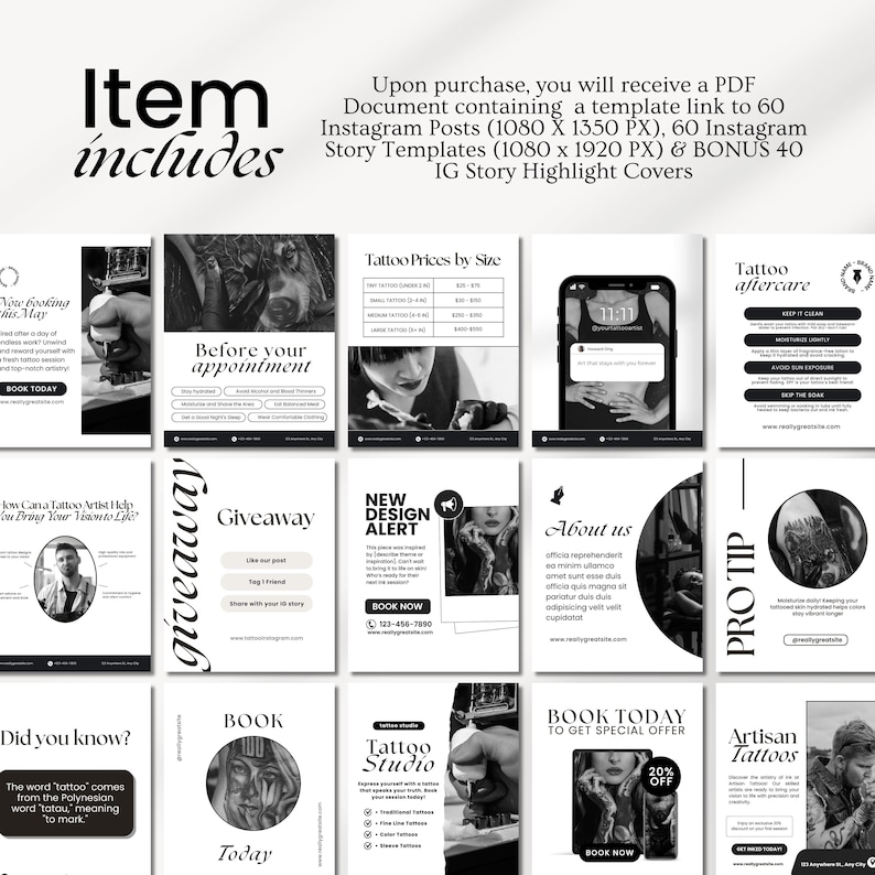 Tattoo Artist Instagram Template | Tattoo Practitioner Instagram ...