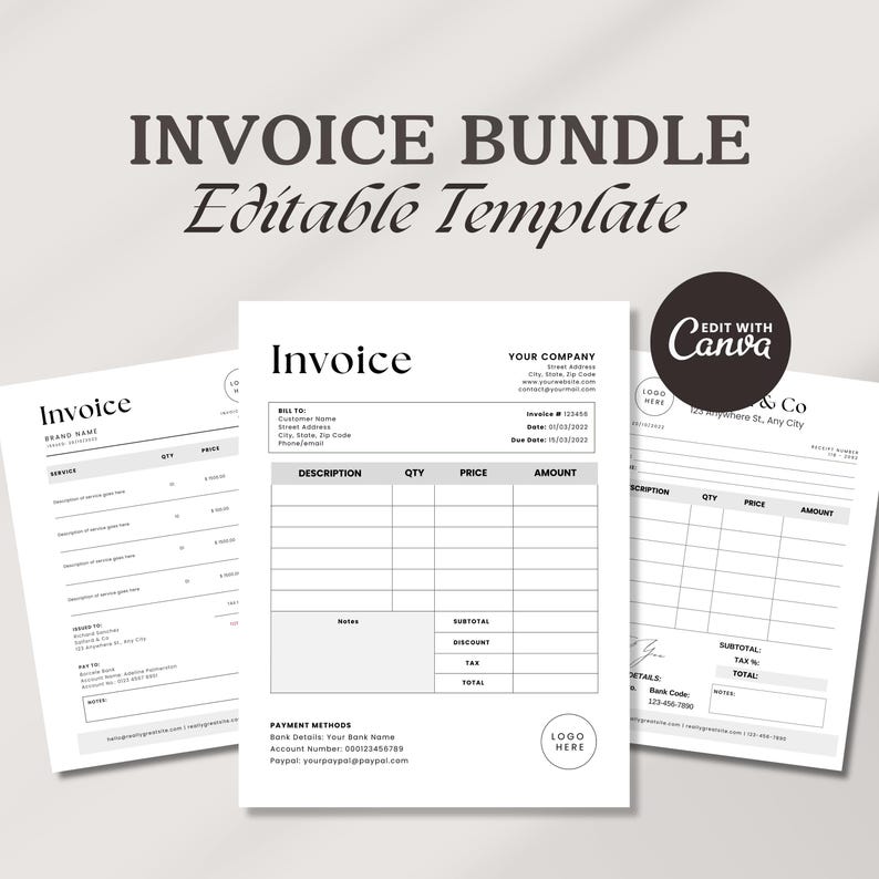Small Business Invoice Editable, Minimalist Invoice Template Word ...