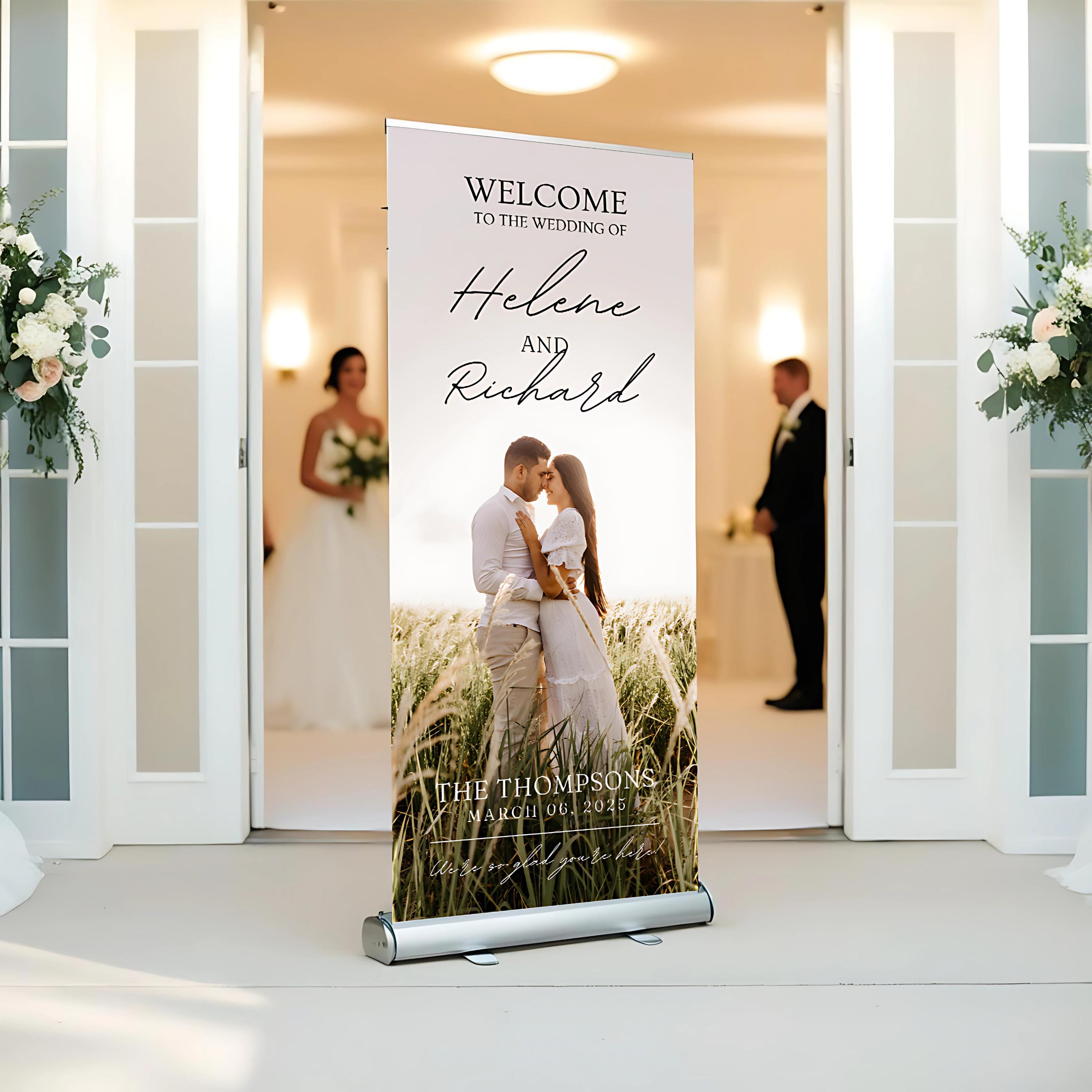 Wedding Retractable Banner, Welcome Romantic Style, Roll up Banner ...
