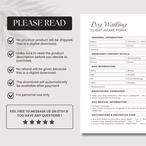Dog Walking Service Agreement/contract Template, Editable & Printable ...