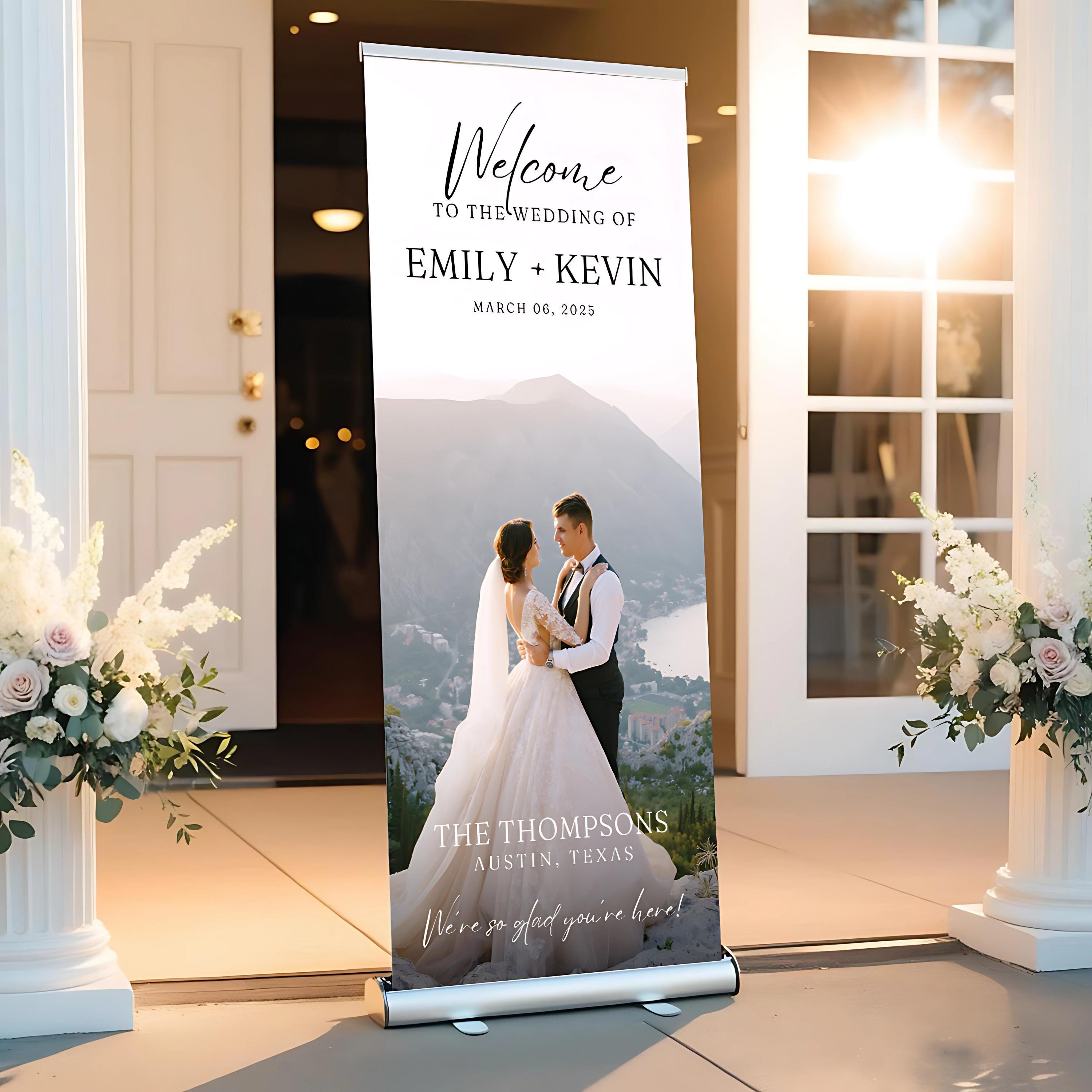 Wedding Retractable Banner, Welcome Romantic Style, Roll up Banner ...