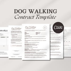 Dog Walking Service Agreement/contract Template, Editable & Printable ...