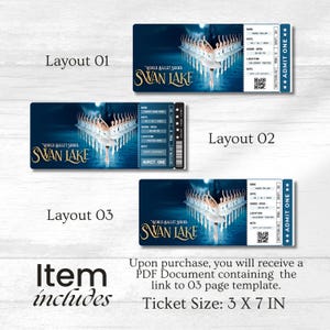 Printable Swan Lake Ballet, Broadway Surprise Ticket, Swan Lake Ballet ...