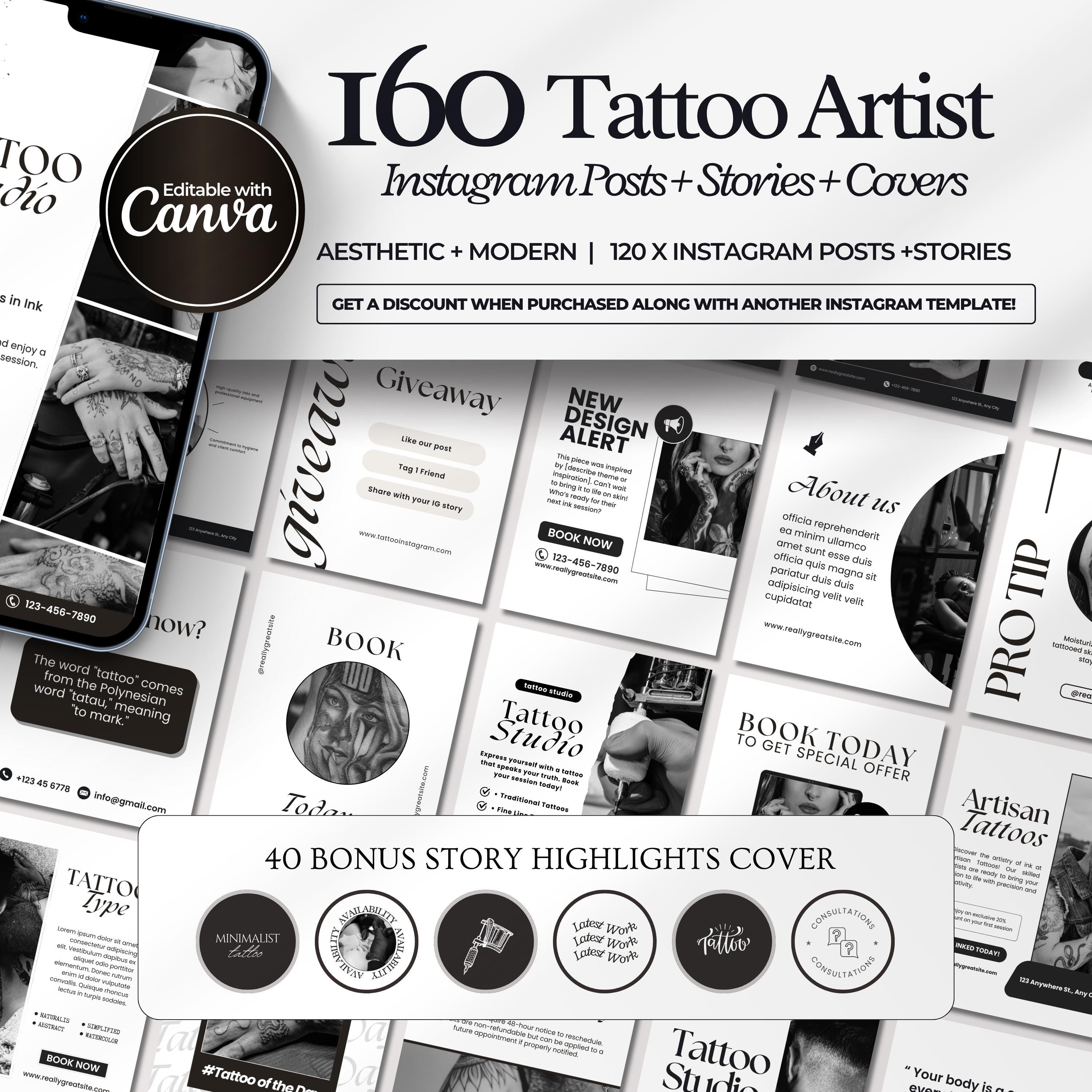 Tattoo Artist Instagram Template | Tattoo Practitioner Instagram ...