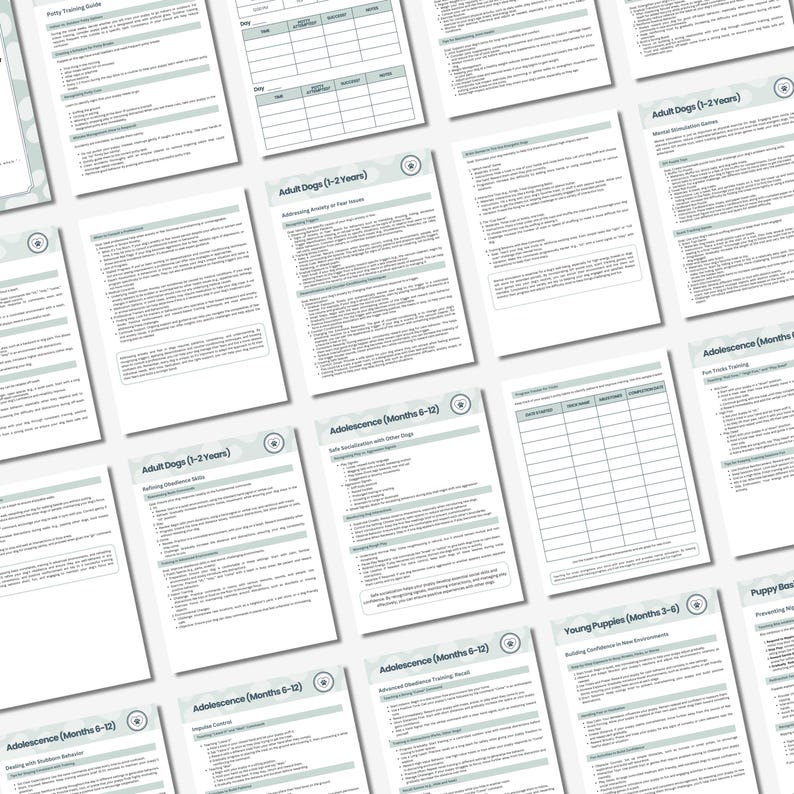 Dog Training Cheat Sheets, Puppy Socialisation, Puppy Training Guide ...