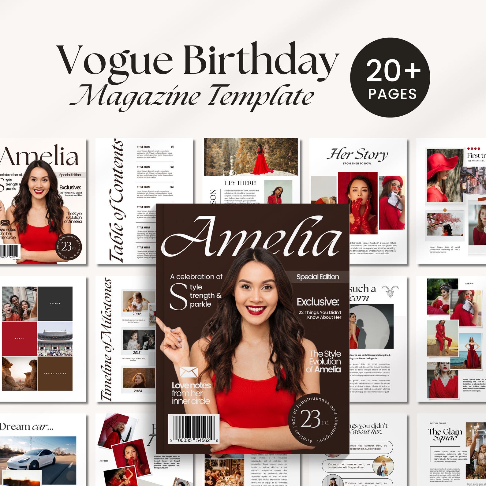 Birthday Magazine, Magazine Templates Bestie Edition, 25 Pages ...