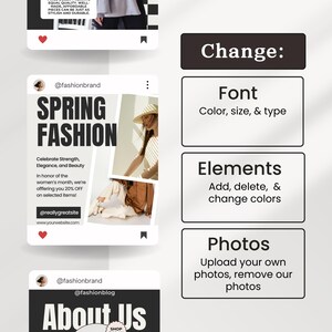 60 Fashion Instagram Templates, Instagram Clothing Brand, Editable ...