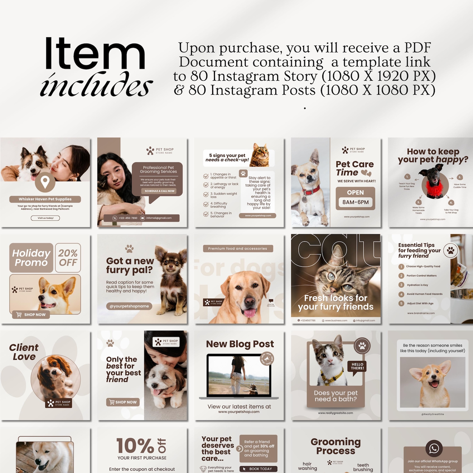 Pets Instagram Post Template | Pet Instagram Story Template | Social ...