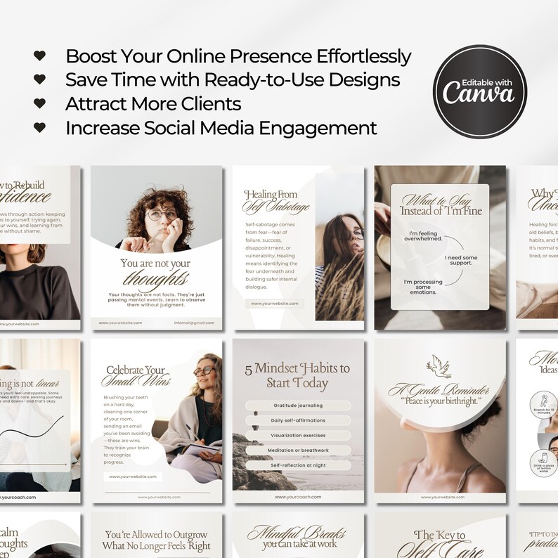 Luxury Therapist Instagram Templates, Psychologist Social Media, Mental ...