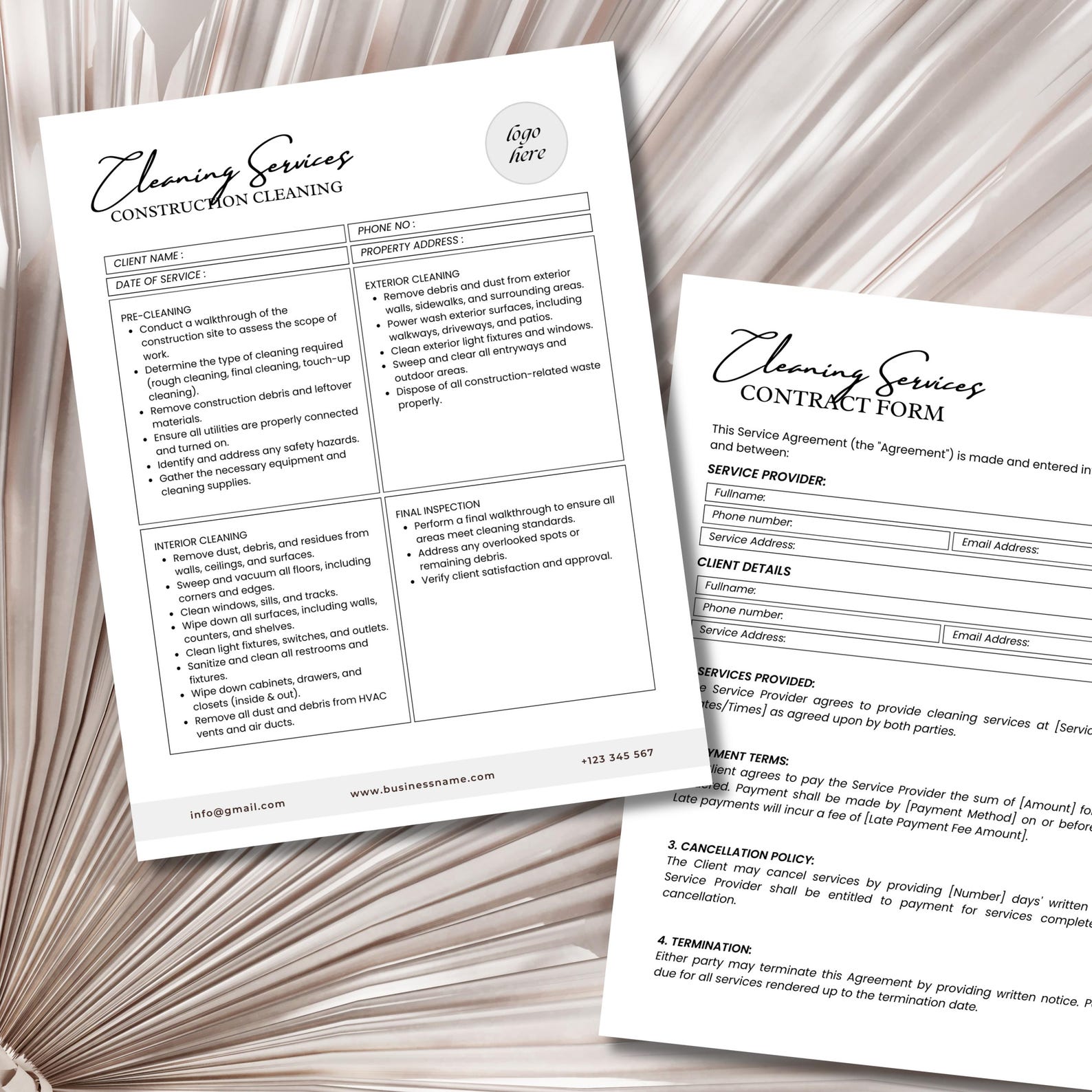 Cleaning Business Forms Bundle, Editable Cleaning Contract, Cleaning ...