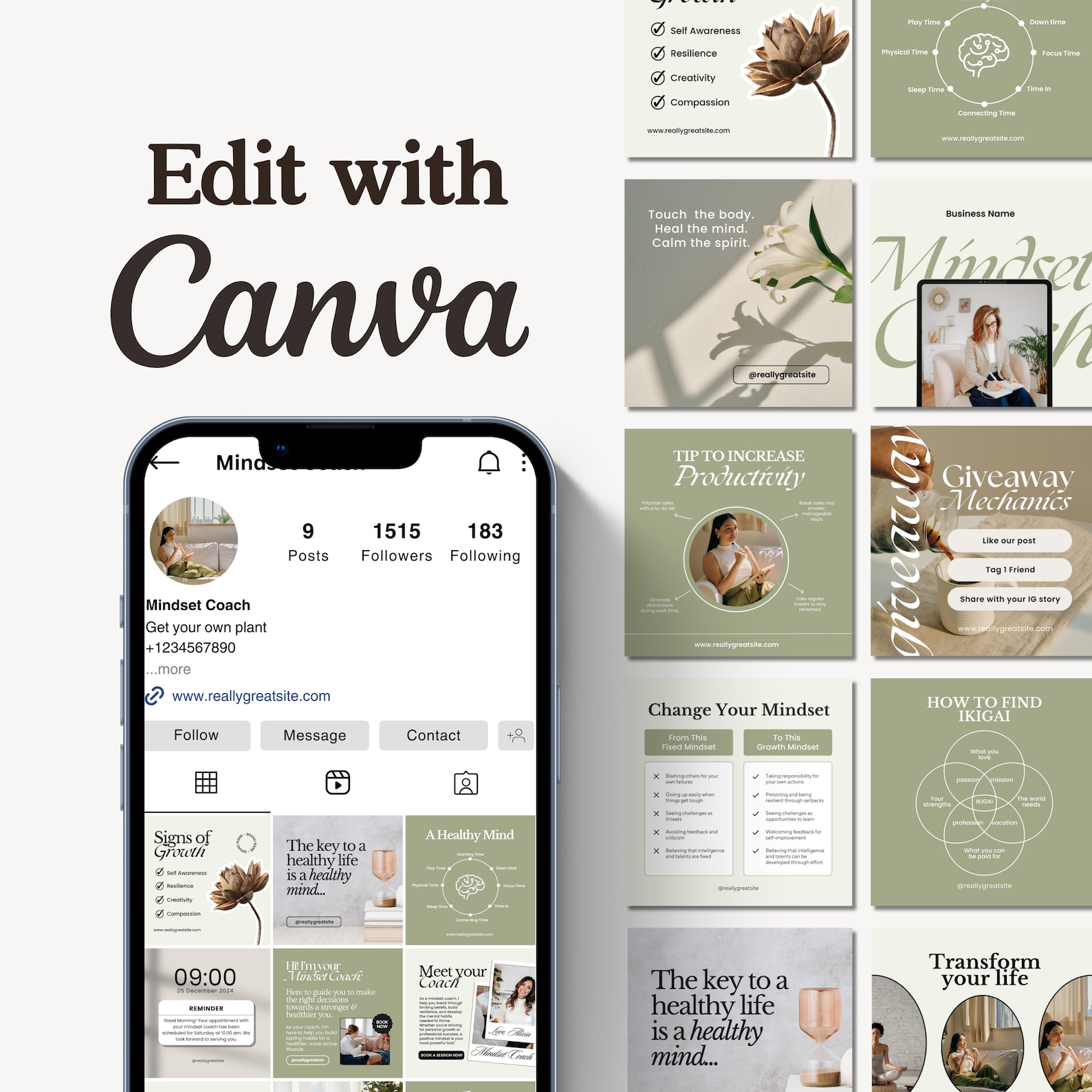 Mindset Coach Instagram Templates | Life Coach Templates | Mindset ...