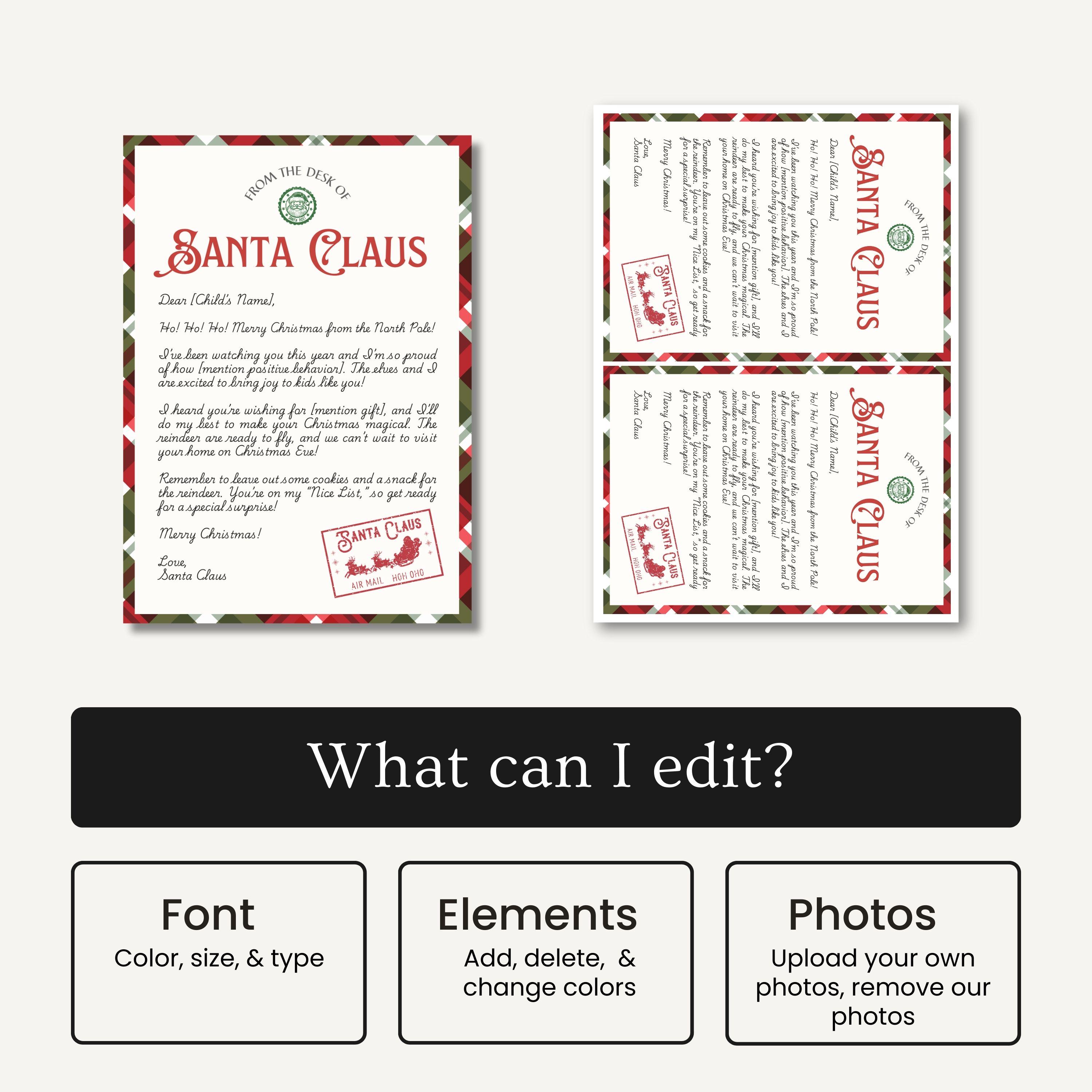 Editable Personalized Christmas Letter From Santa, Easy Edit Santa ...