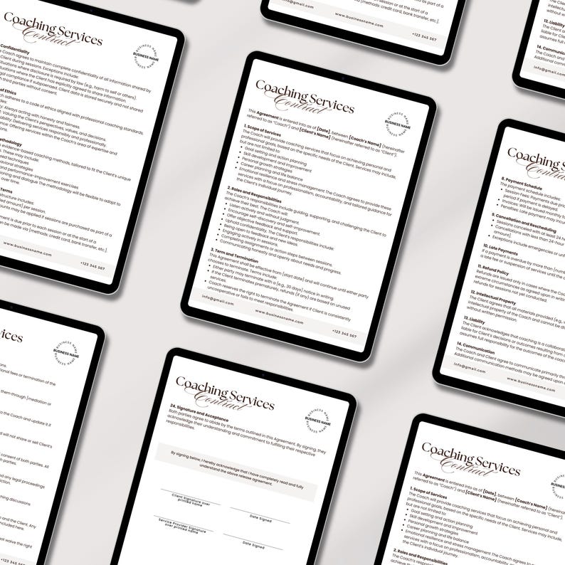 Life Coaching Contract Template, Life Coach Agreement, Mentoring ...