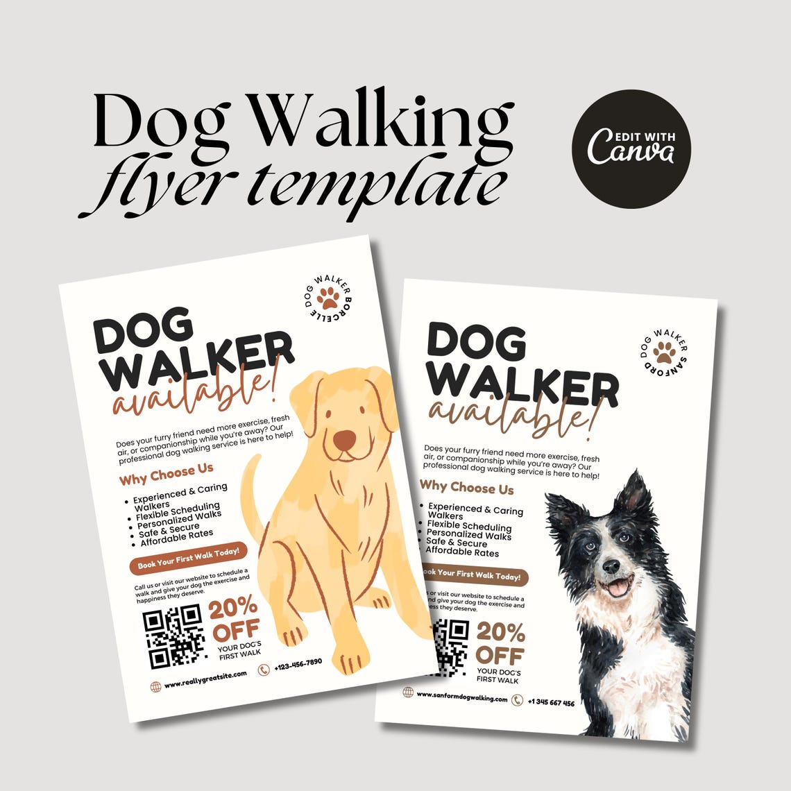 Dog Walking Flyer - Dog Walker, Dog Sitter, Dog Vacation, Dog Sitter ...