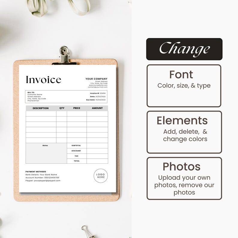 Small Business Invoice Editable, Minimalist Invoice Template Word ...
