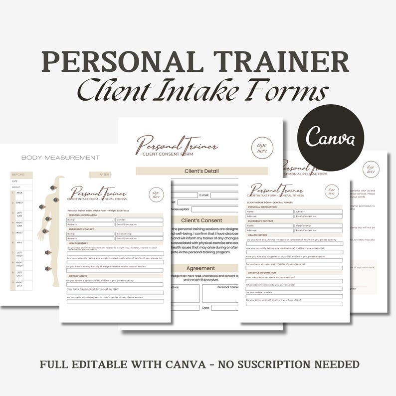 Printable Personal Trainer Intake Forms & Assessment Forms for Personal ...