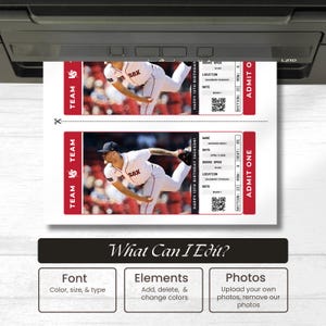 Editable Baseball Ticket Template, Custom Fake Baseball Ticket Template ...
