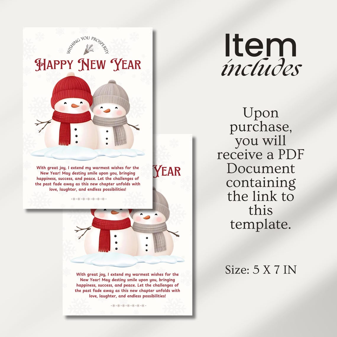Happy New Year Card, Printable New Year Card, Digital Happy New Year ...