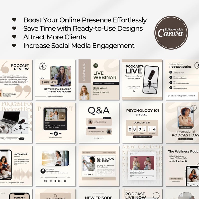 Podcast Post -stories Instagram Canva Templates - Post Template for ...