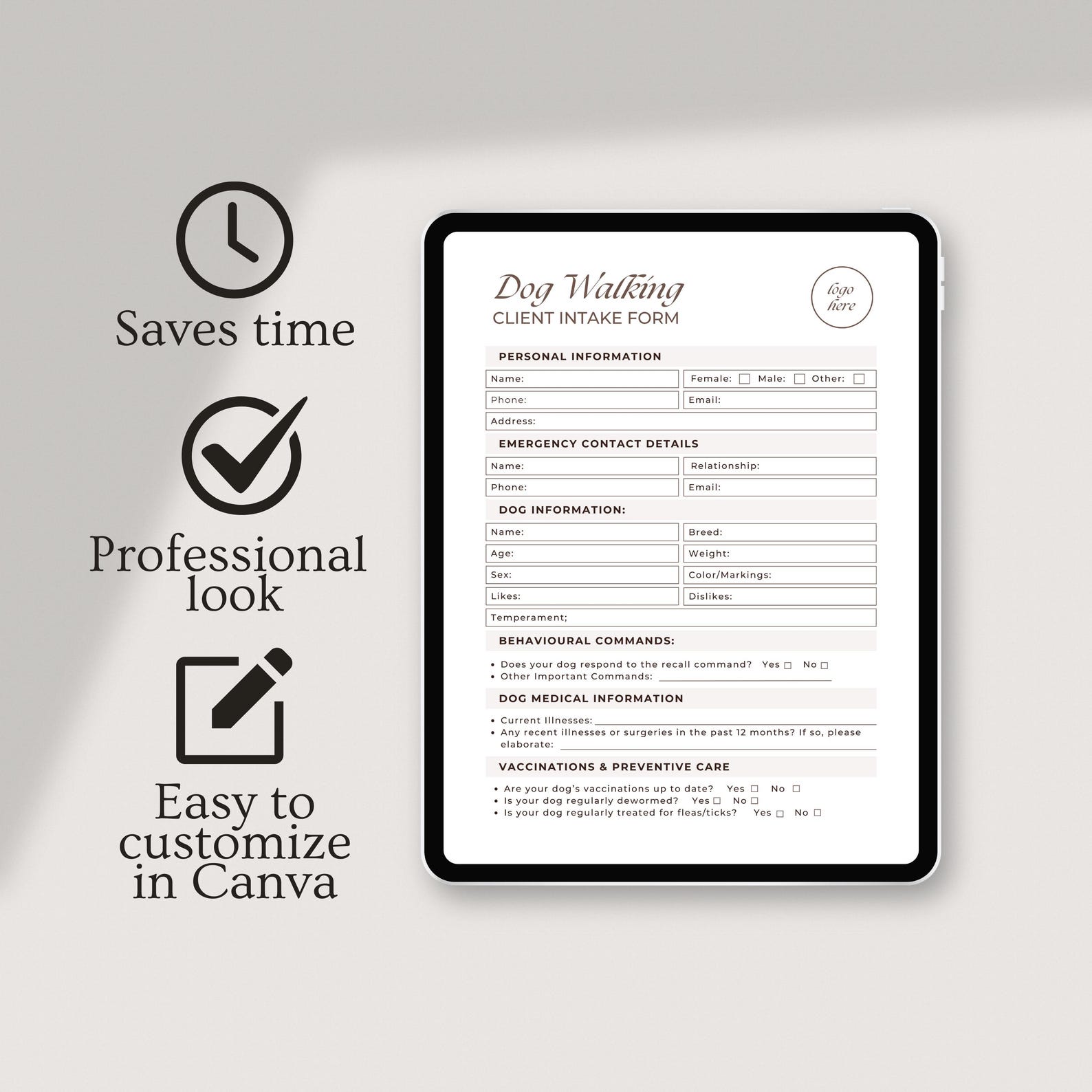 Dog Walking Service Agreement/contract Template, Editable & Printable ...