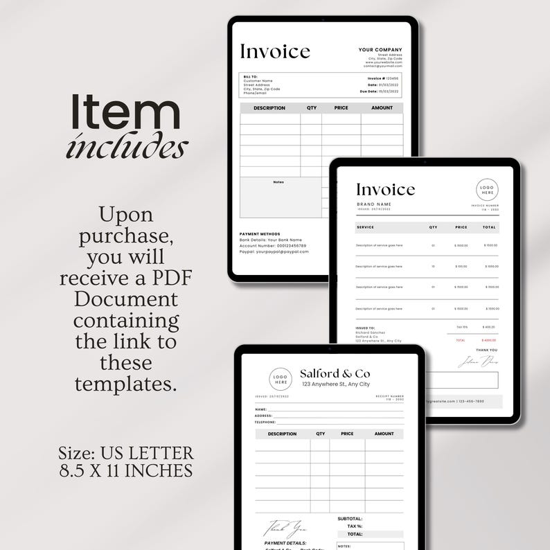 Small Business Invoice Editable, Minimalist Invoice Template Word ...