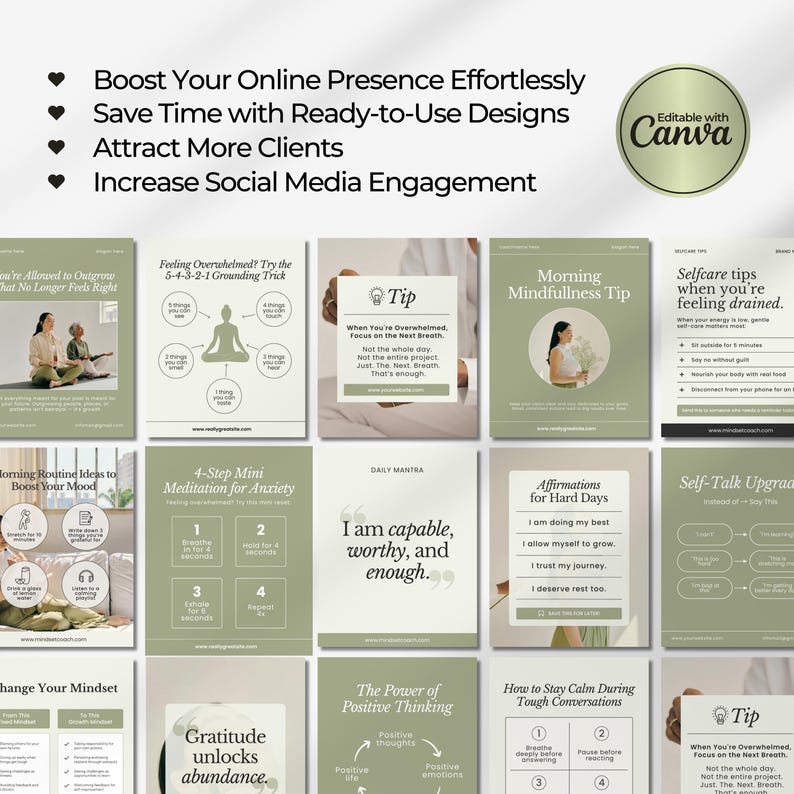 Mindset Coach Instagram Templates | Life Coach Templates | Mindset ...