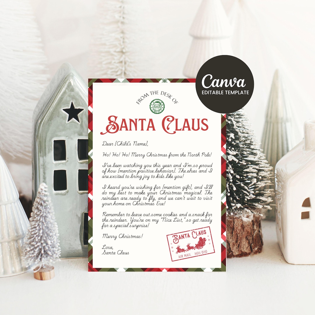 Editable Personalized Christmas Letter From Santa, Easy Edit Santa ...