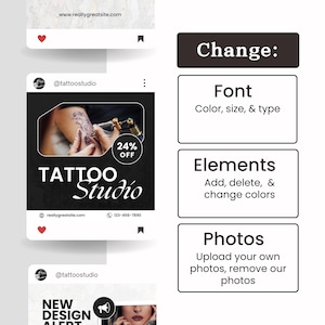 Tattoo Artist Instagram Post | Tattoo Practitioner Instagram Templates ...