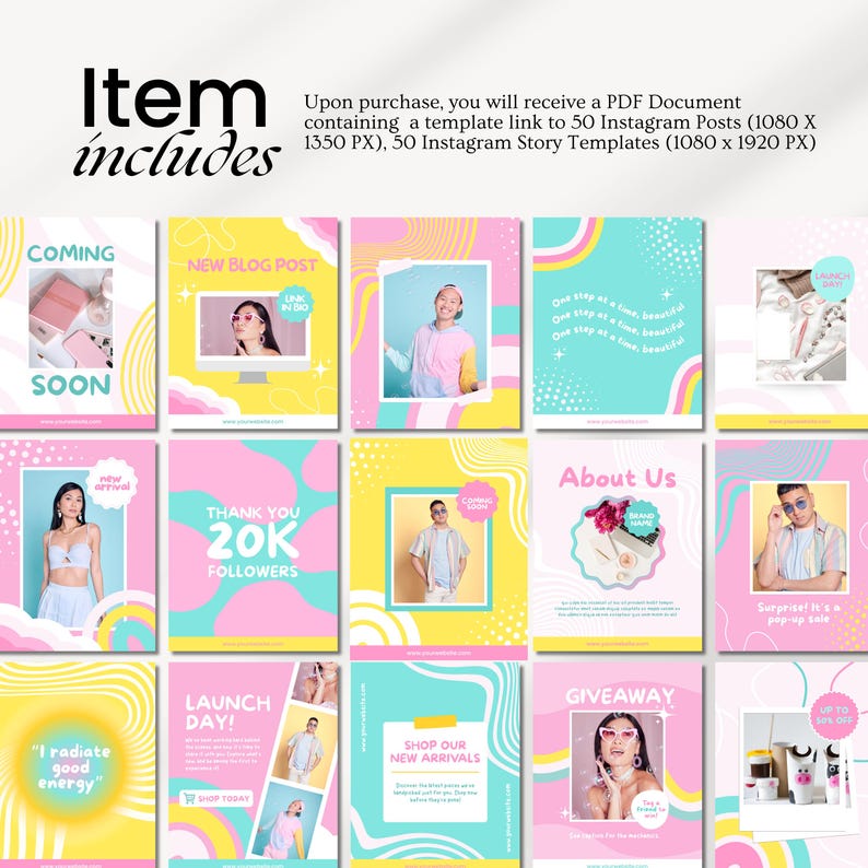 Colorful Instagram Post Templates Canva, Rainbow Insta Feed, Social ...