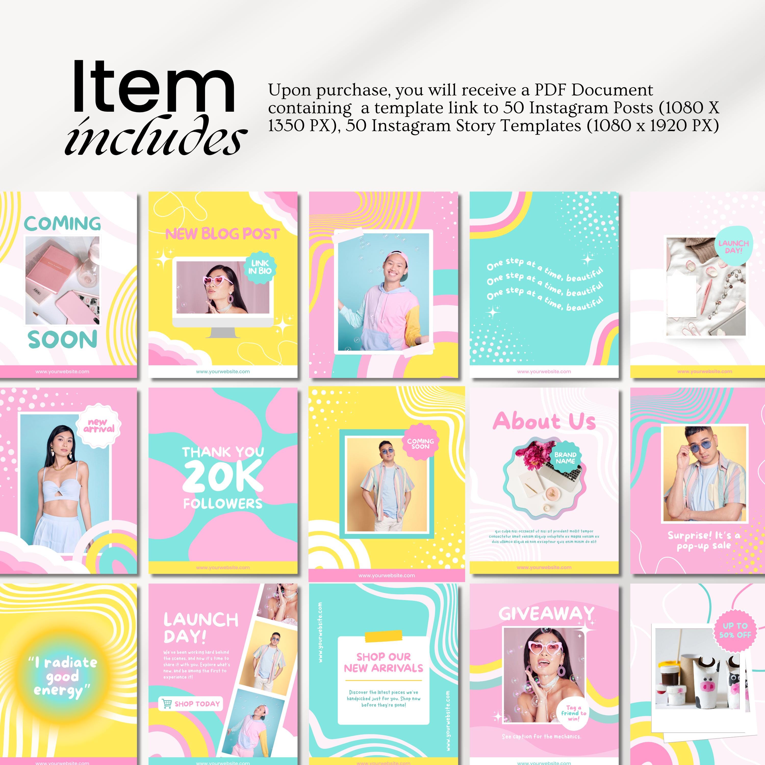 Colorful Instagram Post Templates Canva, Rainbow Insta Feed, Social ...