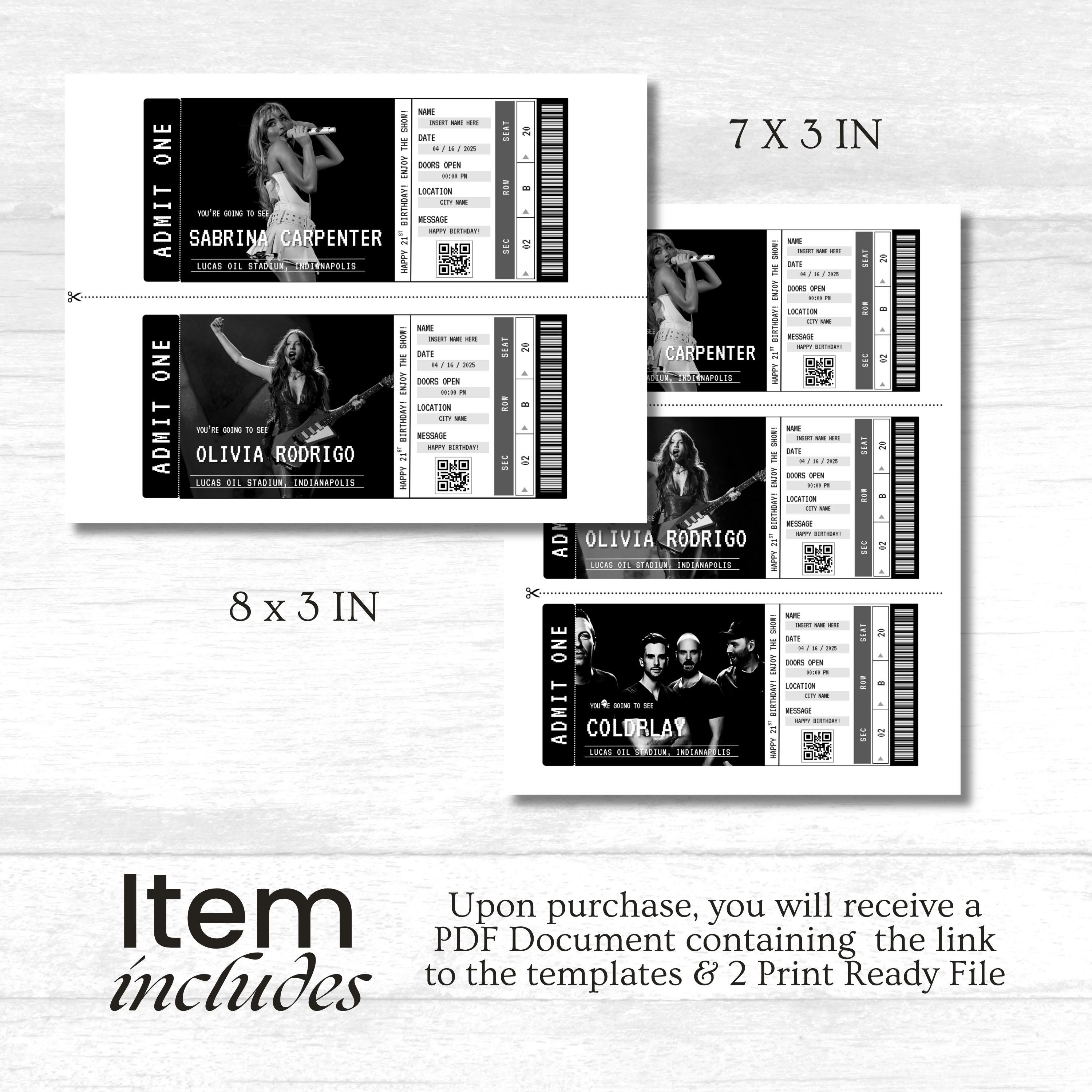 Editable Concert Ticket Template, DIY Event Ticket, Surprise Gift ...