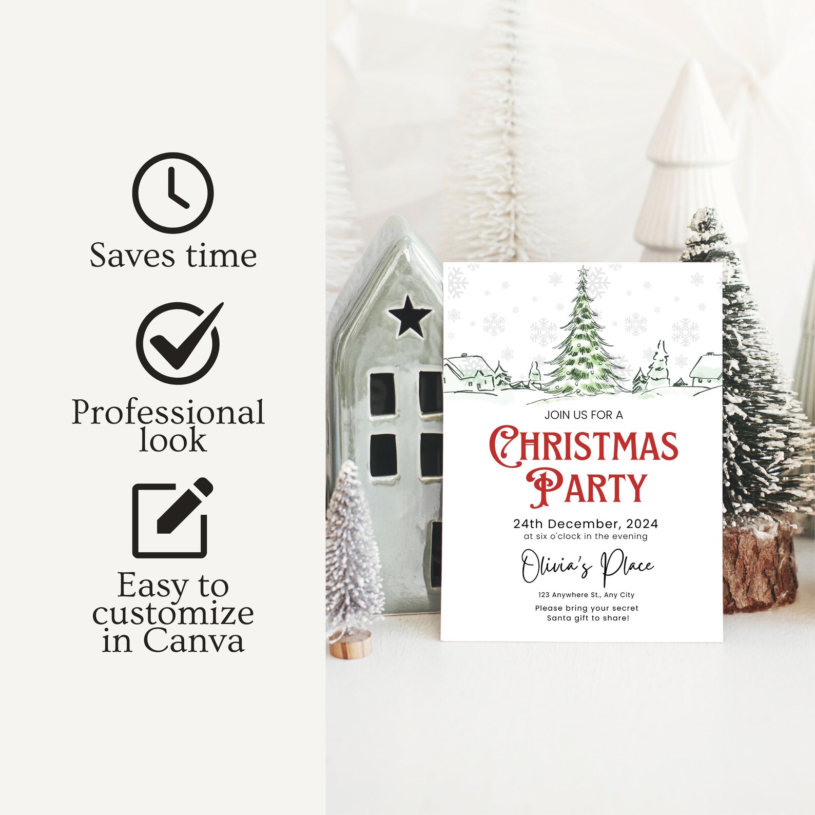 Editable Christmas Party Invitation Template, Annual Holiday Party ...
