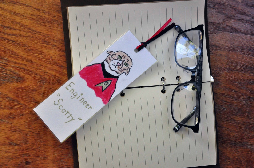 Cat Engineer "scotty" Star Trek Hand Drawn Bookmark - Etsy