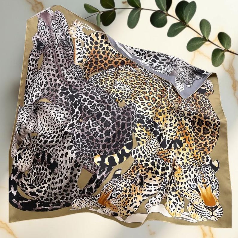 Tiger Print Scarf, Square Silk Scarf, for Women, Animal Print, Soft ...