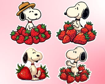 Strawberry Snoopy Vinyl Sticker Waterproof, Cute Stickers, Laptop ...