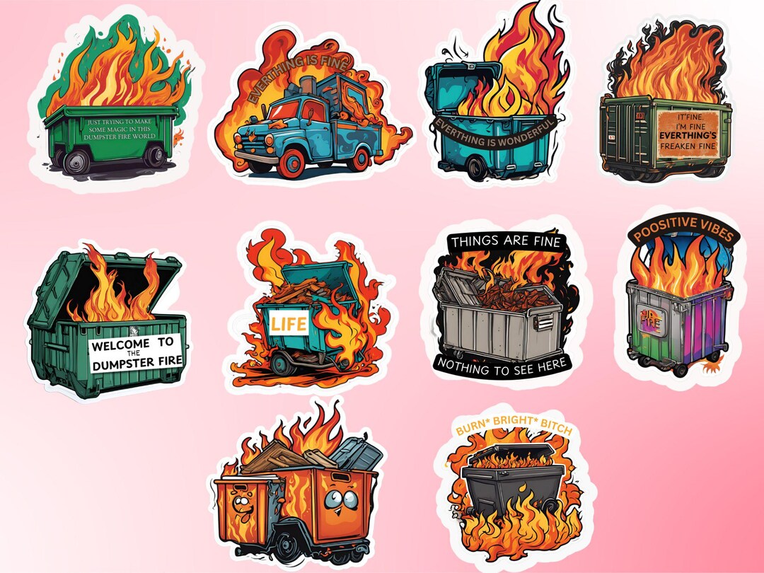 Dumpster Fire Sticker Colorful Waterproof Vinyl Sticker Cute Gift ...