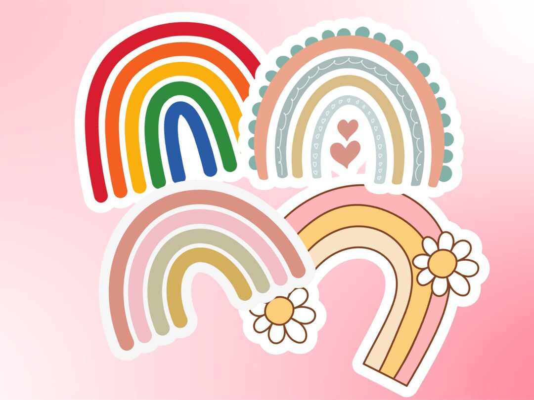 Vinyl Happy Rainbow Stickers, Die Cut Decal Set, Waterproof Reusable ...