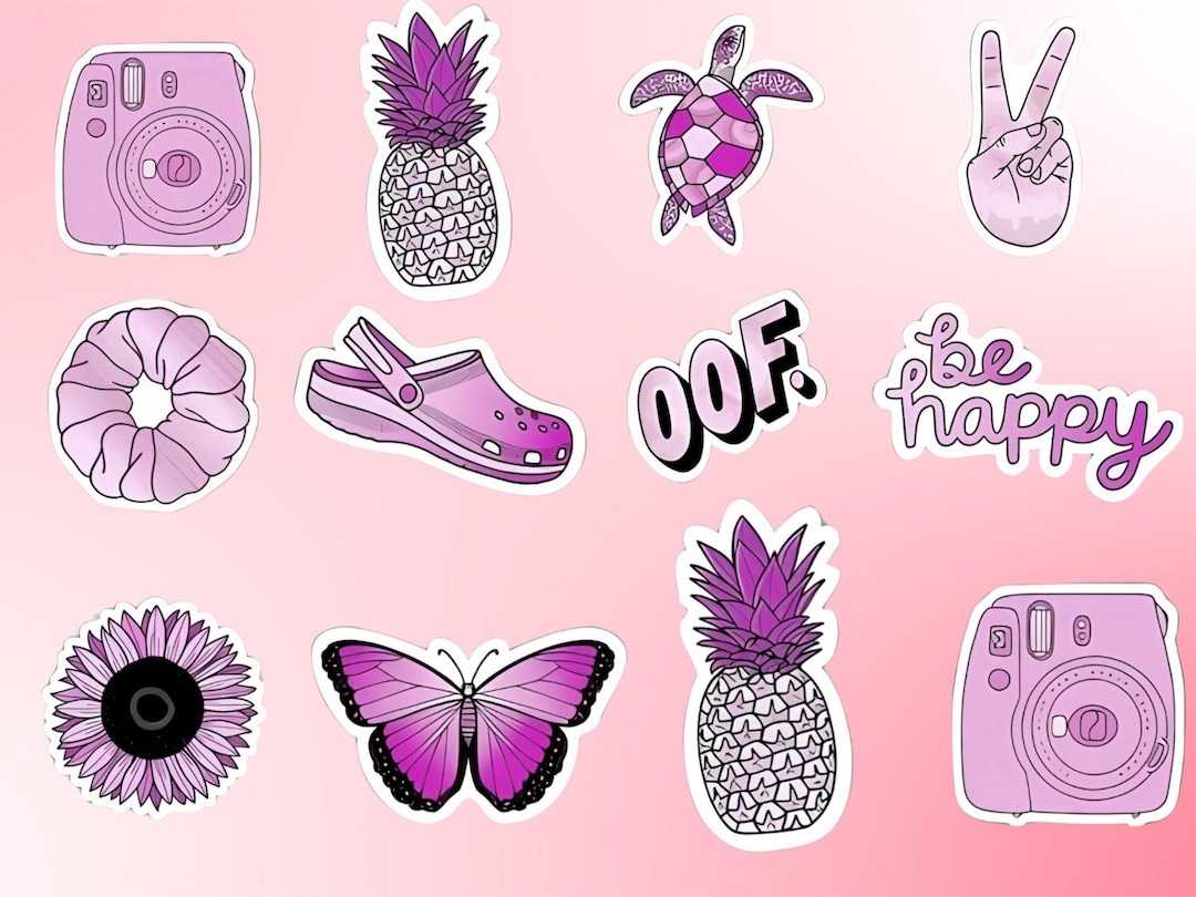 Cute Purple Stickers Pack, Vsco Girl Aesthetic Waterproof Vinyl ...