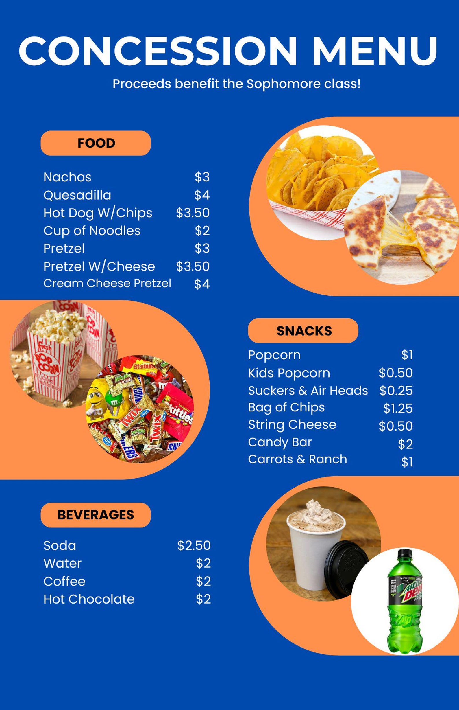 Editable Digital Concession Menu | Instant Download | Customizable ...
