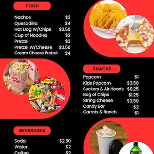 Editable Digital Concession Menu | Instant Download | Customizable ...