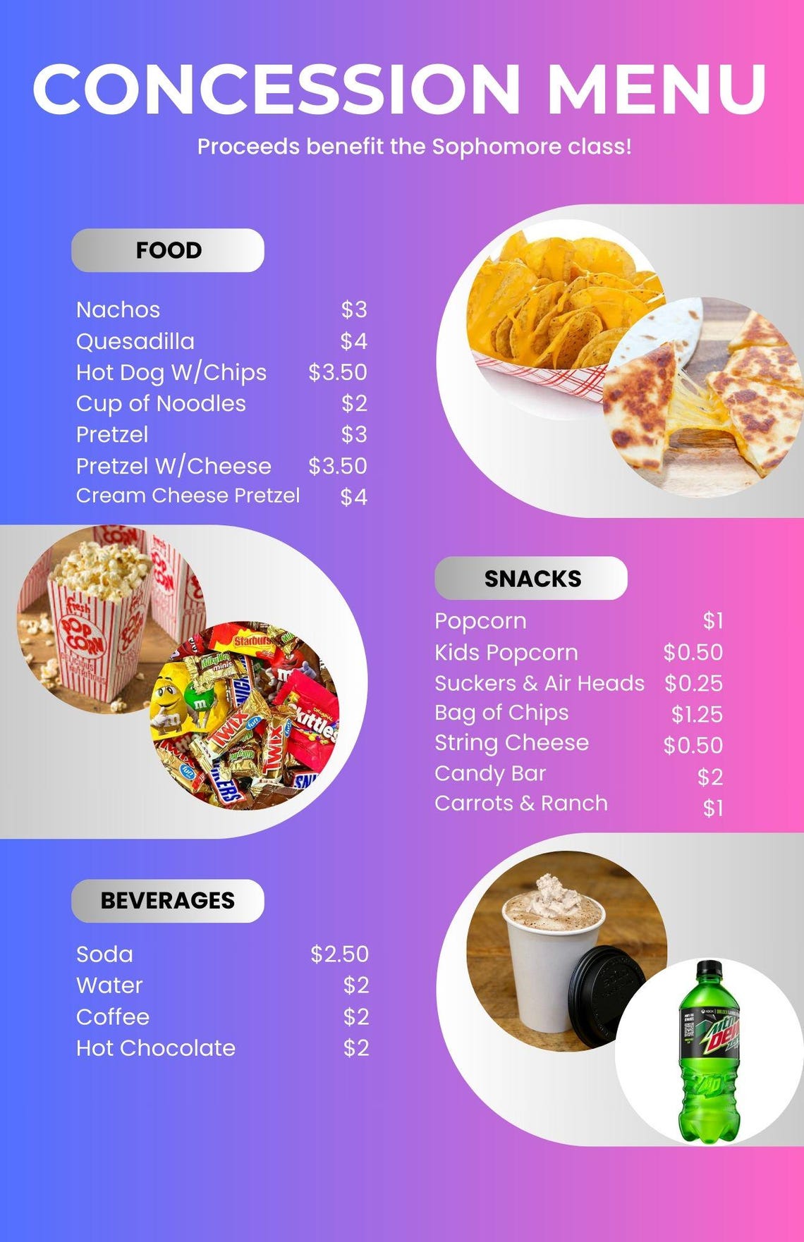 Editable Digital Concession Menu | Instant Download | Customizable ...