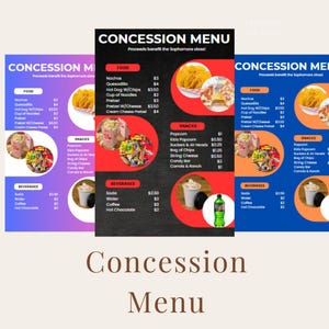 Editable Digital Concession Menu | Instant Download | Customizable ...