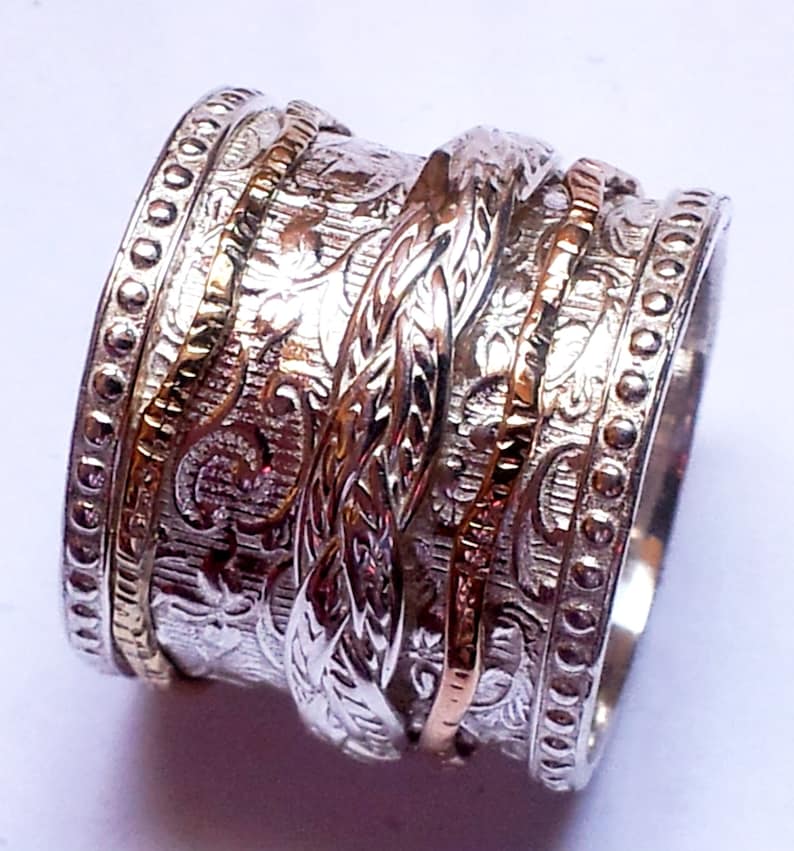Spinner Ring Spinning Ring Silver and Gold Rings Silver | Etsy