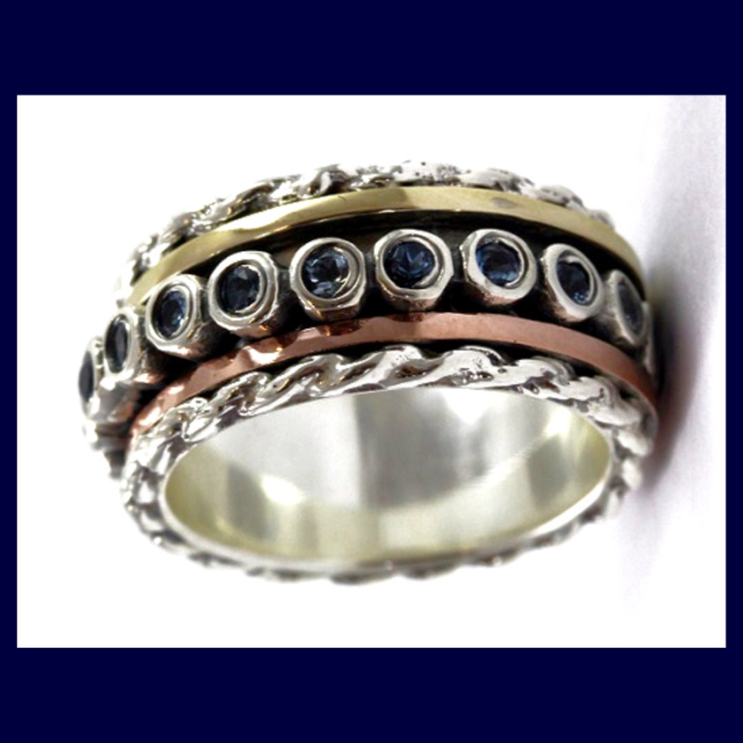 Bluenoemi Spinner Ring for Woman. Aquamarine Spinning Sterling Silver ...