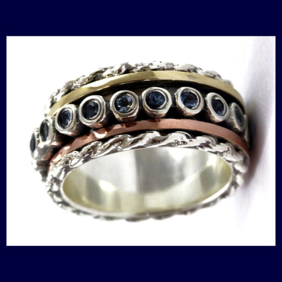 Bluenoemi Spinner Ring for Woman. Aquamarine Spinning Sterling | Etsy