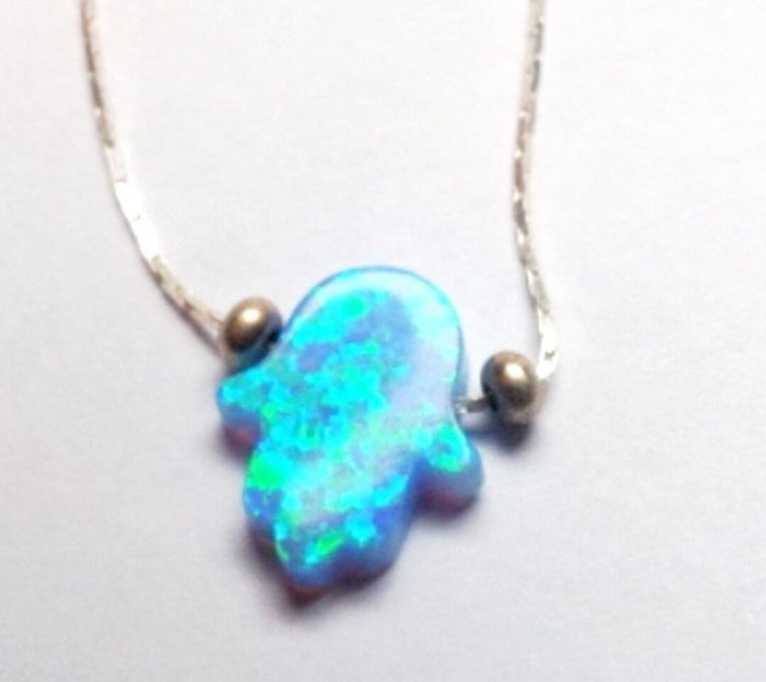 Israeli Jewelry Bue Opal Hamsa Necklace Jewish Jewelry for Protection ...